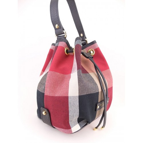 SOLD(已售出）(NEW) Blue Label Crestbridge Check Bucket Bag - (Red)